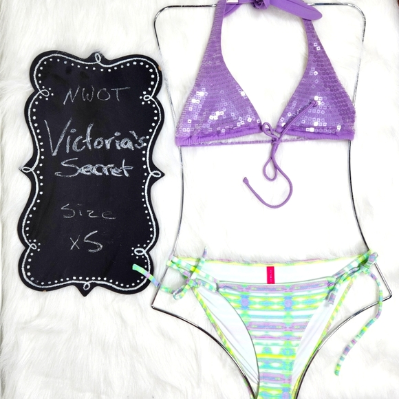 Victorias Secret Swim Mermaidcore Nwot Purple Shimmer Sequins
